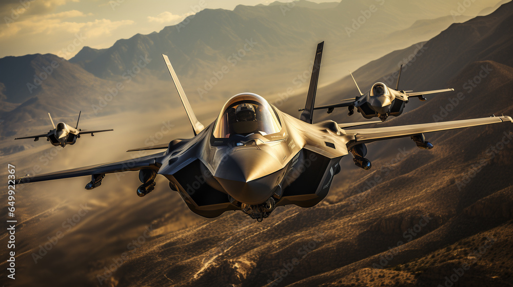A Lockheed Martin F-35 Fighter Jet Sqadron in Formation - generative AI ...