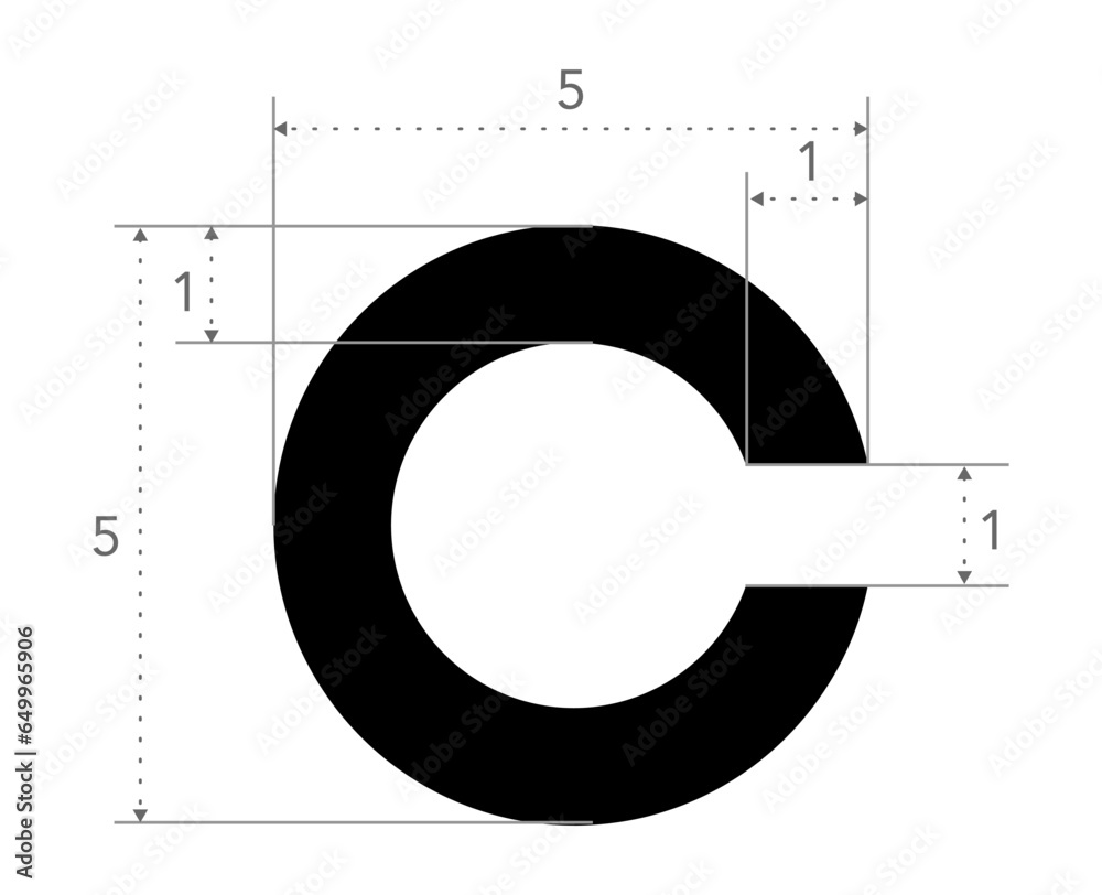 Landolt C Eye Test Chart broken ring medical illustration character ...