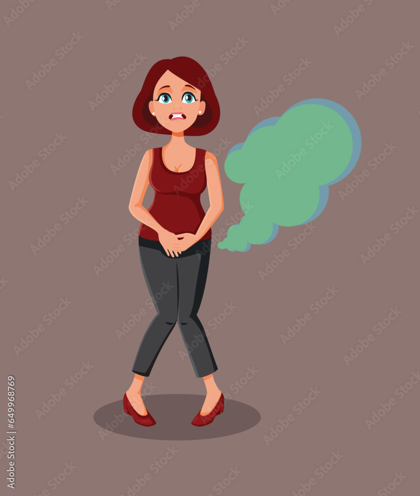 Woman Farting Due to Health Problems Vector Cartoon Illustration ...