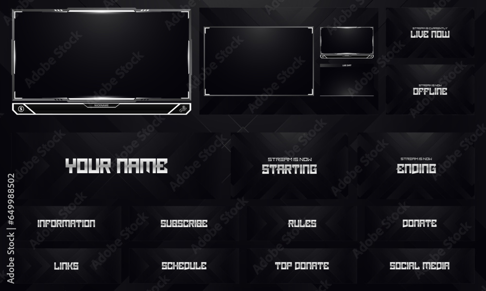 Twitch Overlay Live Stream template set Stock Vector | Adobe Stock