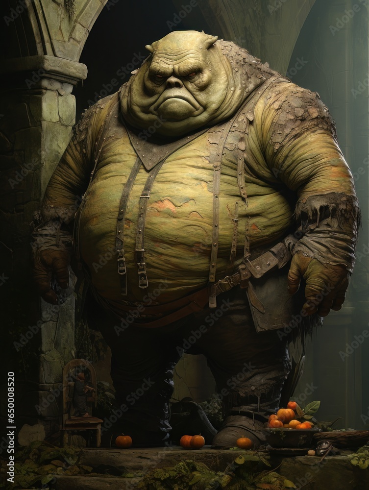Fat ugly orc giant fairy tale character. AI Stock Illustration | Adobe ...