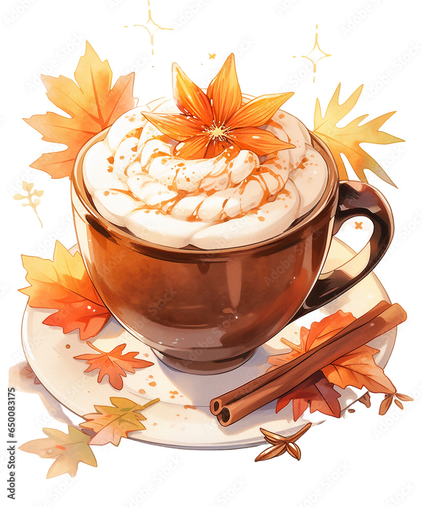 Watercolor Coffee Cups for Autumn: Seasonal Clipart Watercolor Clipart ...