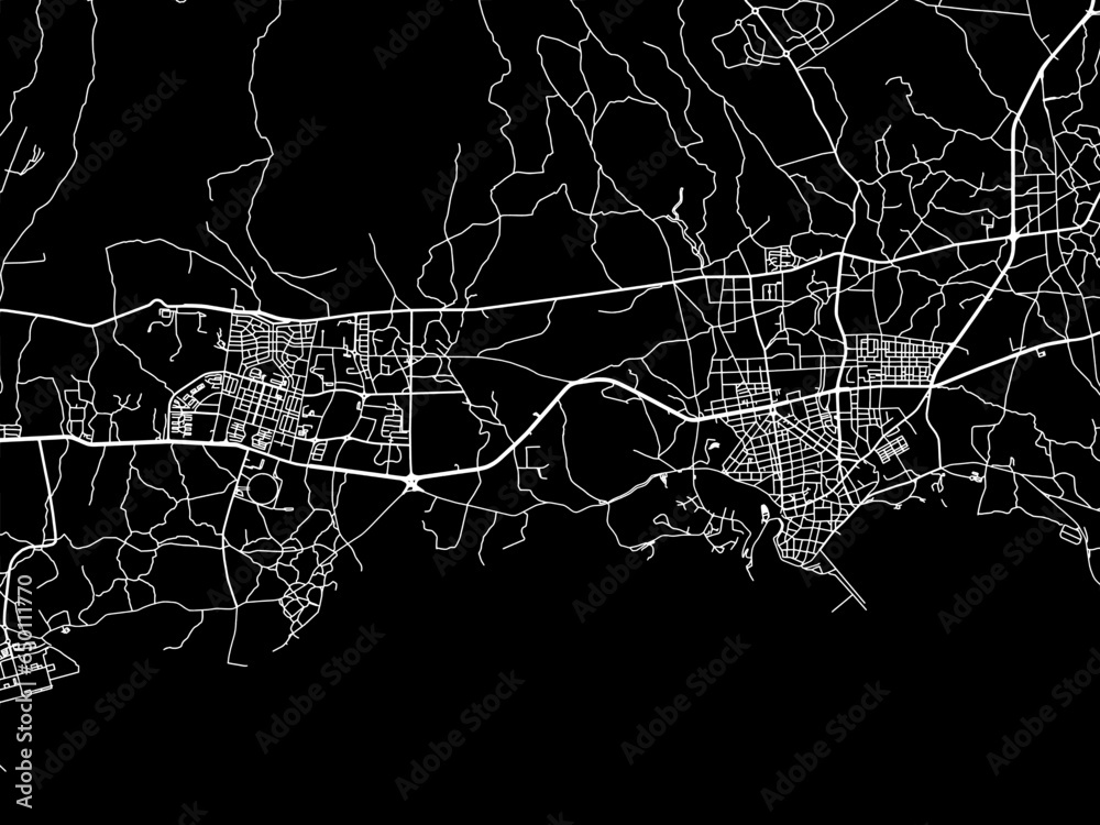 Vector road map of the city of Seogwipo in the South Korea with white ...