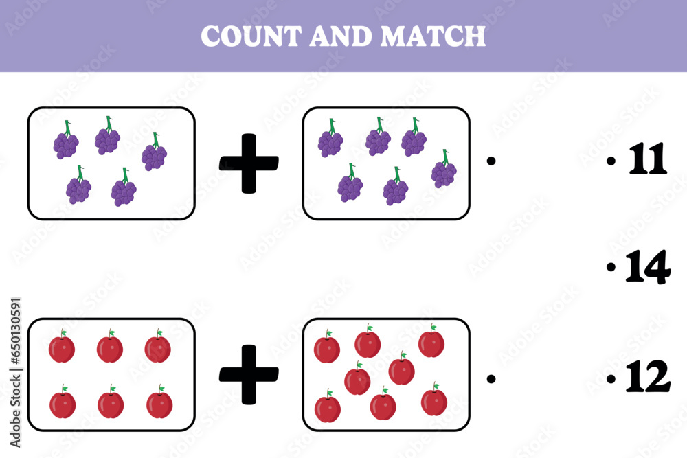 Count and match. Educational math game for kids. Printable worksheet ...