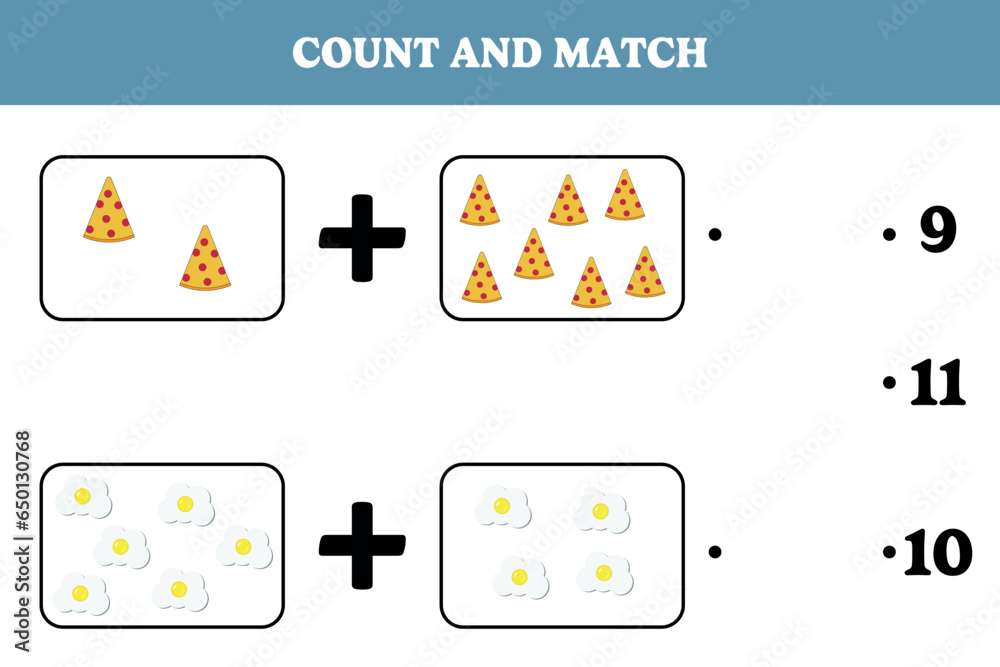 Count and match. Educational math game for kids. Printable worksheet ...