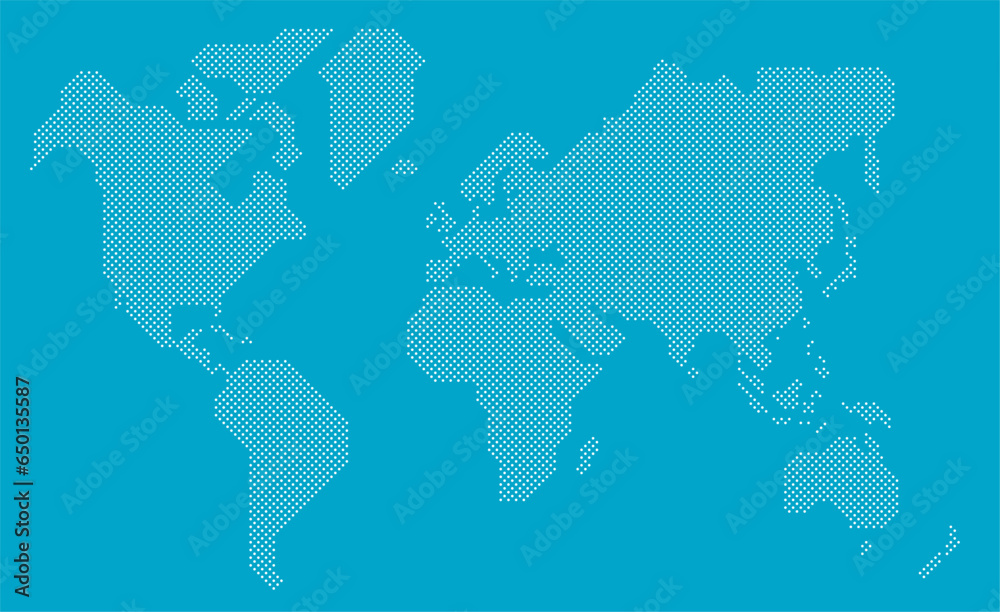 Simplified world map drawn with round dots. Vector illustration. Stock ...