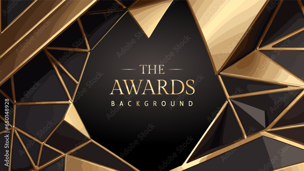 Black golden polygonal awards graphics background. Luxury premium ...