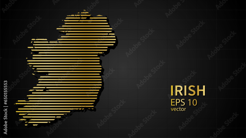 Vector gold map of Irish, futuristic modern website background or cover ...