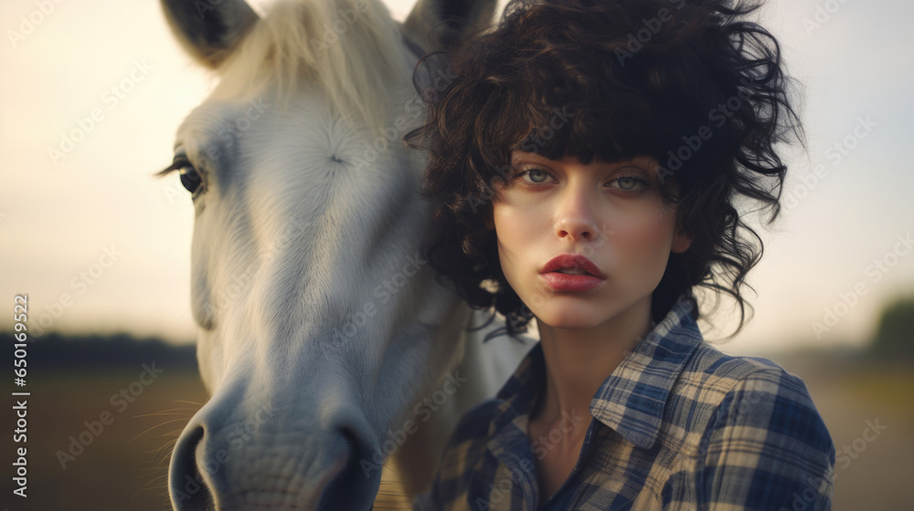 Rural farm girl with pouty red lips adorable natural curly wild hair ...