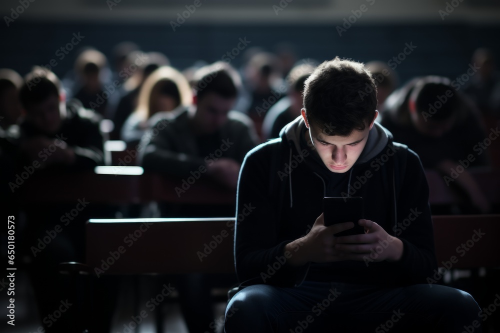 Tired unhappy relaxed bored teen boy man guy student studying looking ...