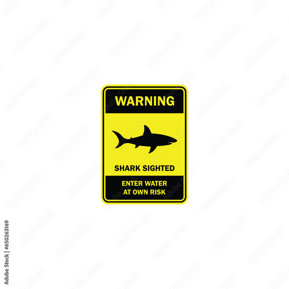 Shark zone warning sign vector graphics Stock Vector | Adobe Stock