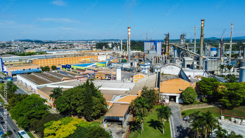 aerial view of the SUZANO pulp and paper industry photo made in Suzano ...