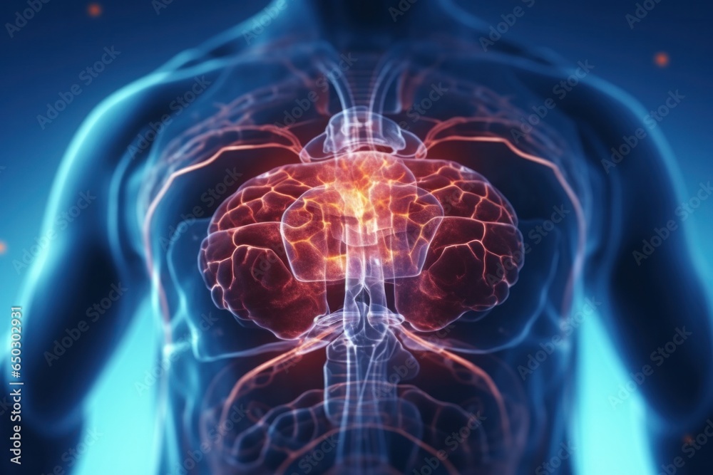 Details of pain highlighted in persons body. Medical concept with areas ...