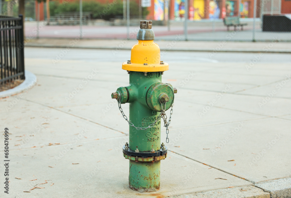 fire hydrant stands tall on a sunny street corner, ready to protect and ...