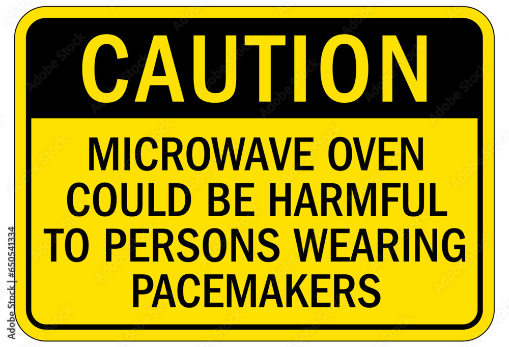 Magnetic field and pacemaker warning sign and labels microwave oven ...