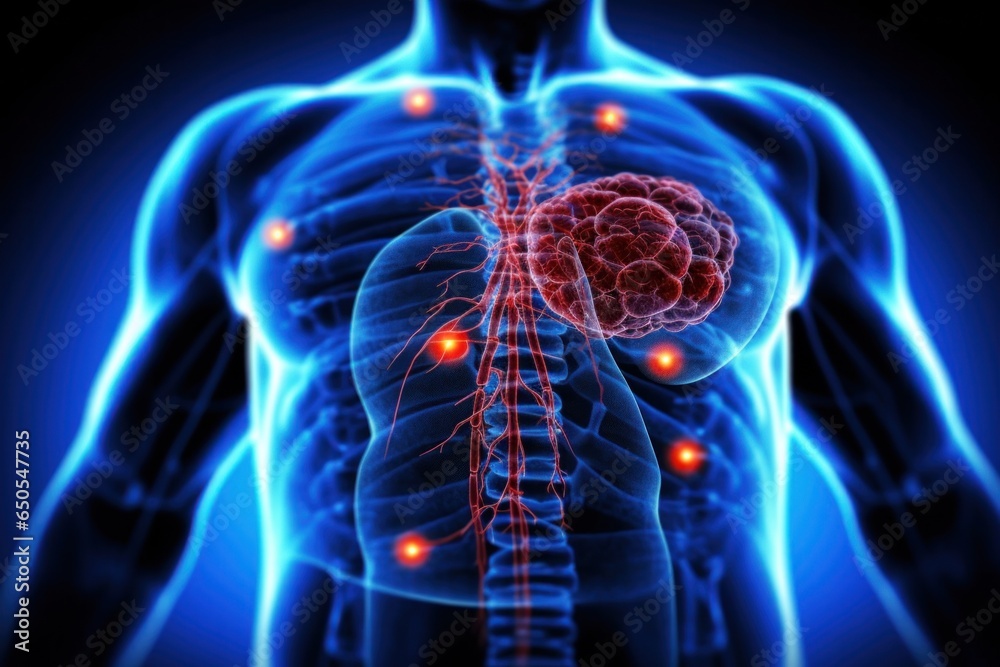 3d medical illustration of inflamed organs in human body. Medical and ...