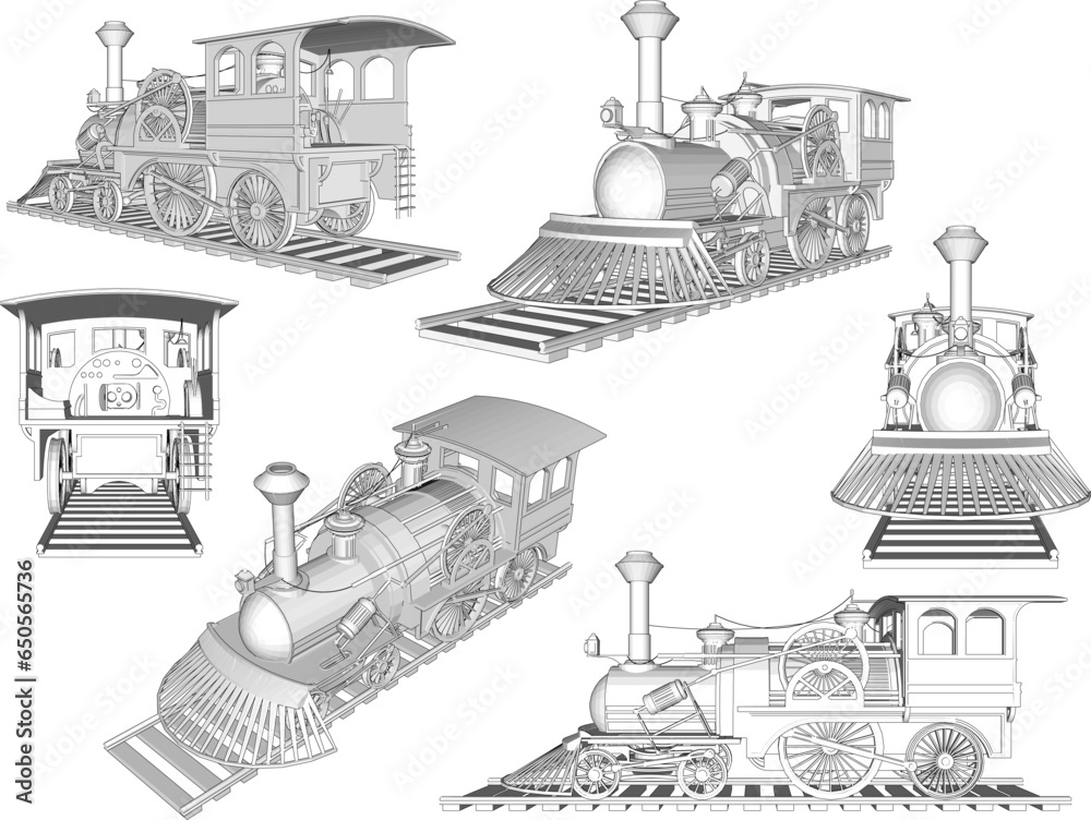 เวกเตอร์ Stock Vector sketch illustration of vintage classic old steam ...