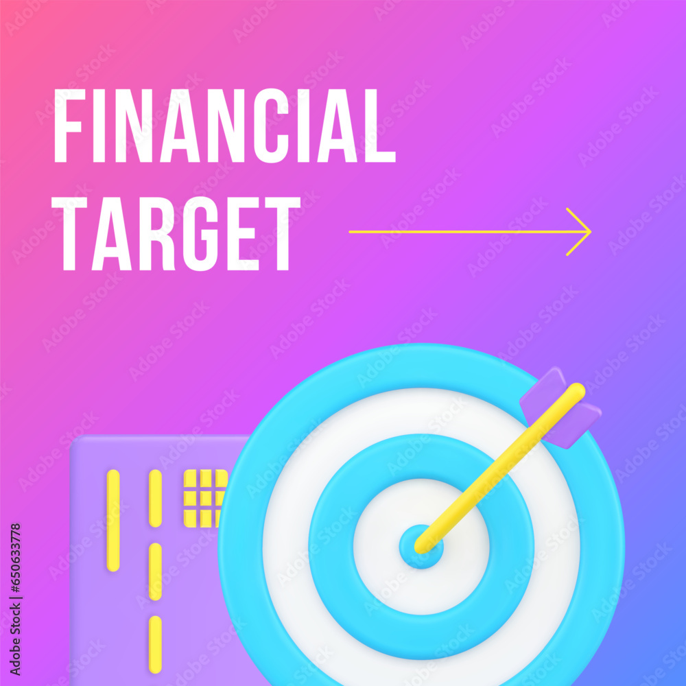 Financial target success profit strategy social media post 3d realistic ...