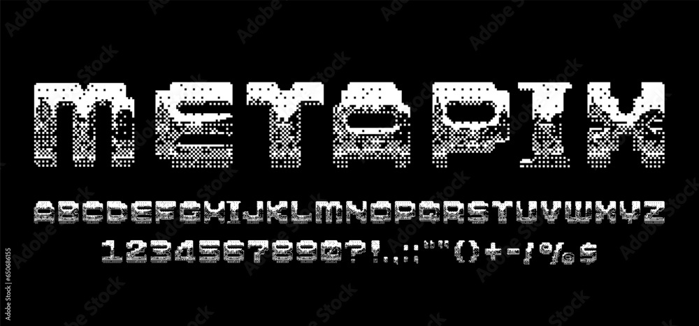 Retro-futuristic Y2K and 90s style font. Vector isolated pixelated ...