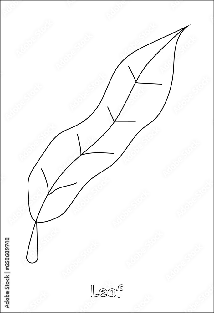 children coloring page of tree twig leaf line drawing page for ...