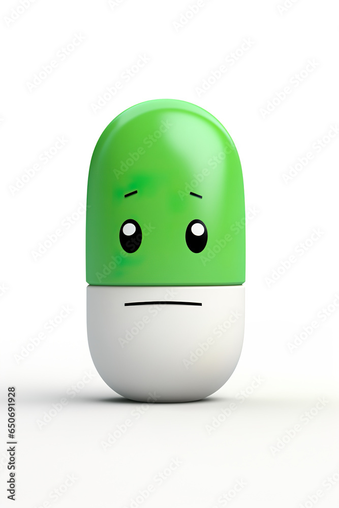 Sad Green and White Capsule Pill Portrait Stock Photo | Adobe Stock