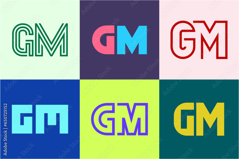 Set of letter GM logos. Abstract logos collection with letters ...