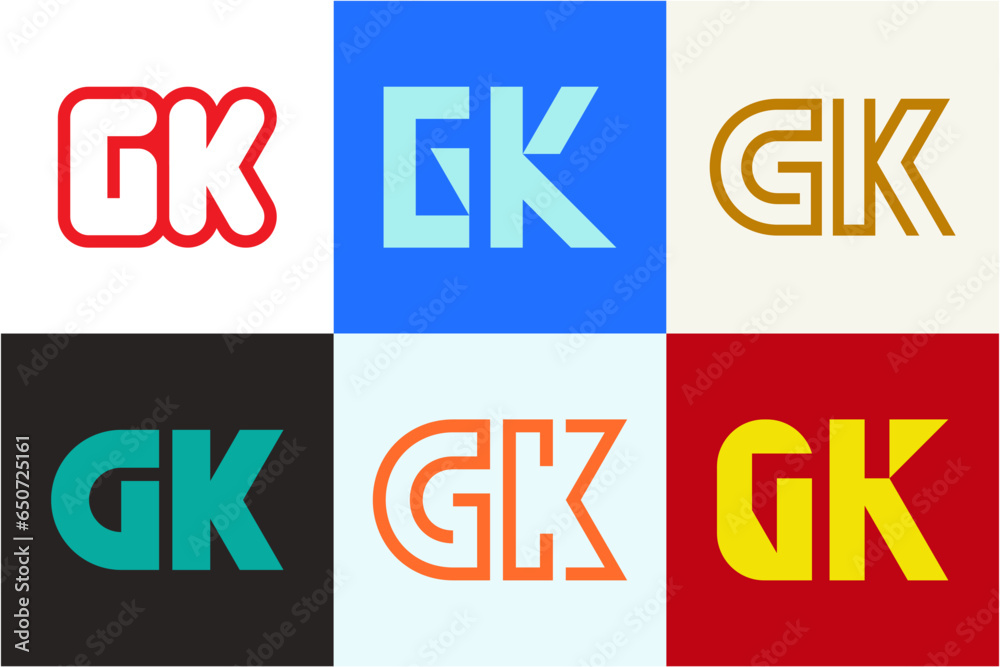 Set of letter GK logos. Abstract logos collection with letters ...
