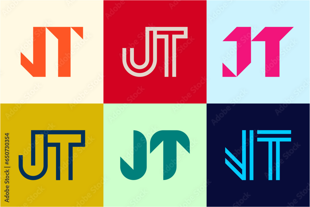 Set of letter JT logos. Abstract logos collection with letters ...