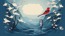 Cardinal Bird And Microphone Free Stock Photo - Public Domain Pictures
