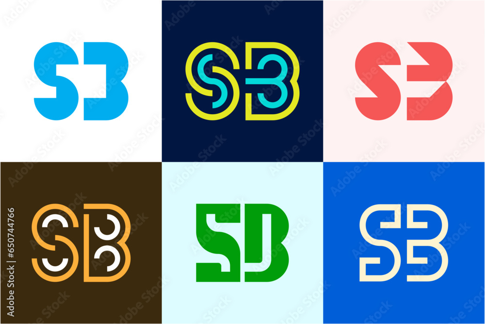 Set of letter SB logos. Abstract logos collection with letters ...