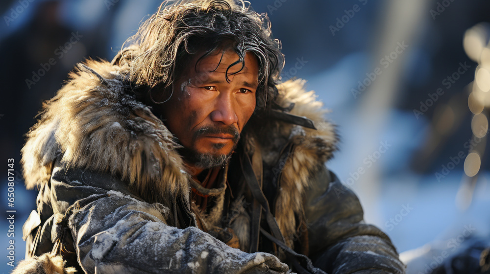 Poignant Inuit storyteller expressing deep sorrow through mournful ...
