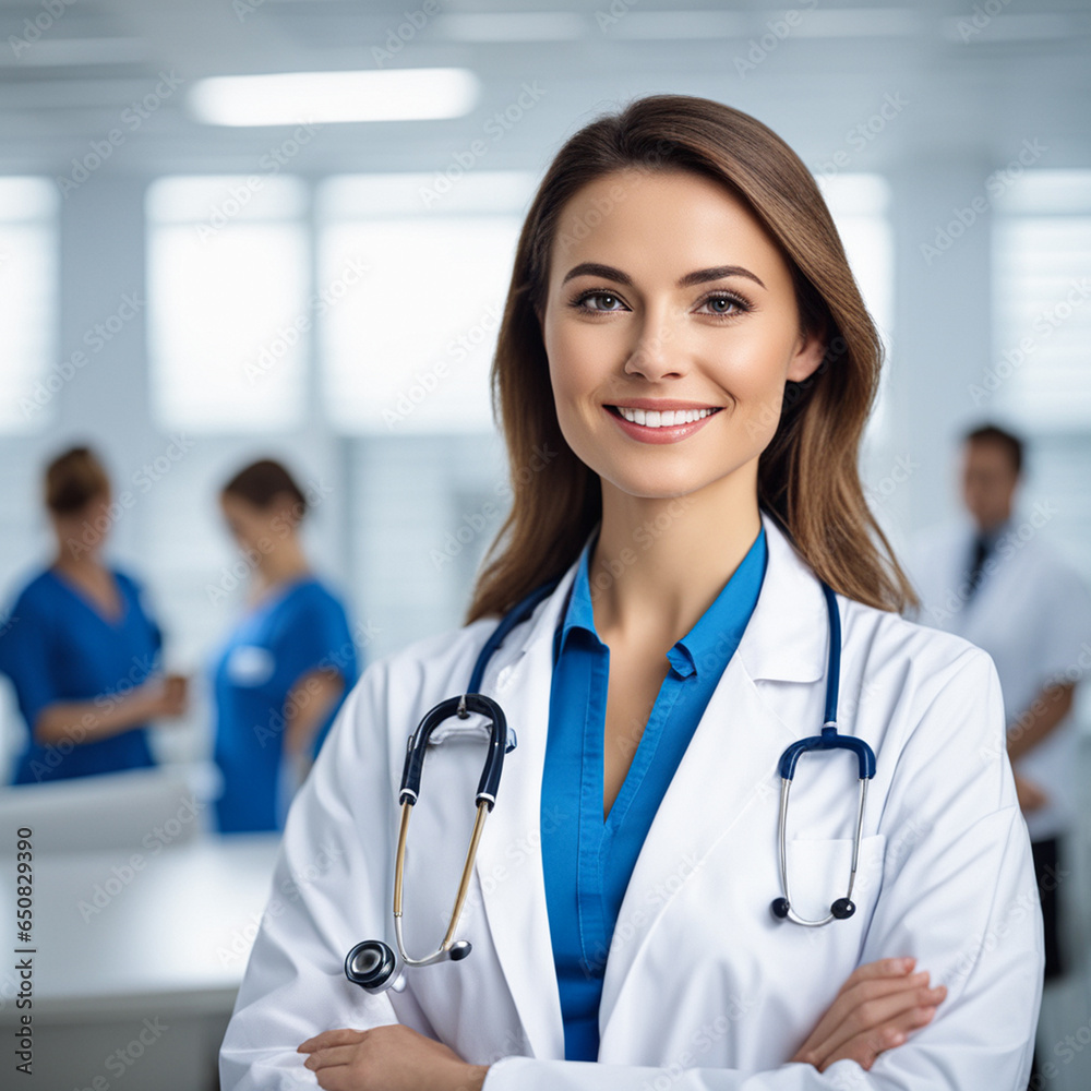 smile of a dedicated female doctor, embodying warmth and ...