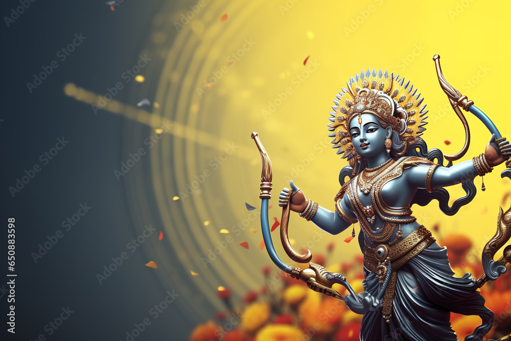 Hindu festival of light, joy, love and victory. The figure of a warrior ...