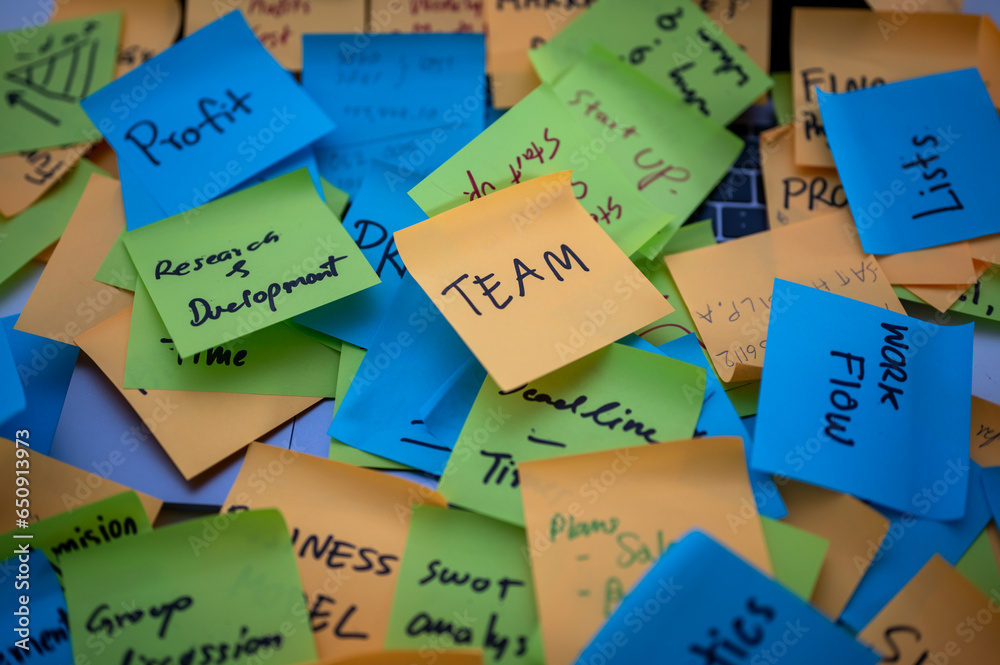 blurred colorful post note background , concept of working on memo note ...