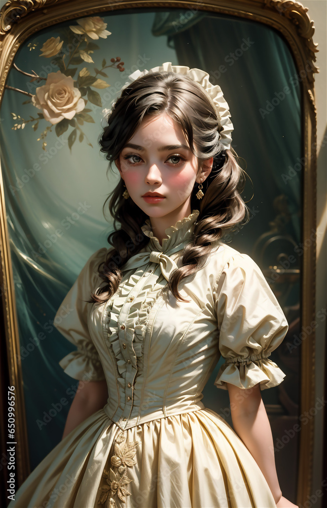 Historical of the Victorian era. Portrait of an elegant woman in ...