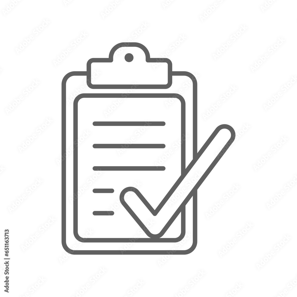 Check list document line icon. Clipboard, paper and check mark office ...