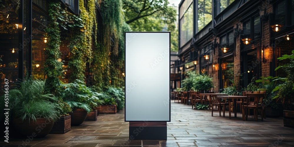 Vertical white empty LED billboard mockup outdoor. dvertising banner display in the street with ...