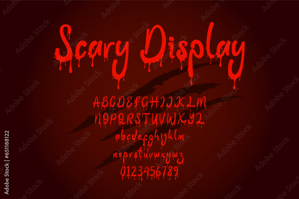 Bloody alphabet font vector scary terrible. Stock Vector | Adobe Stock