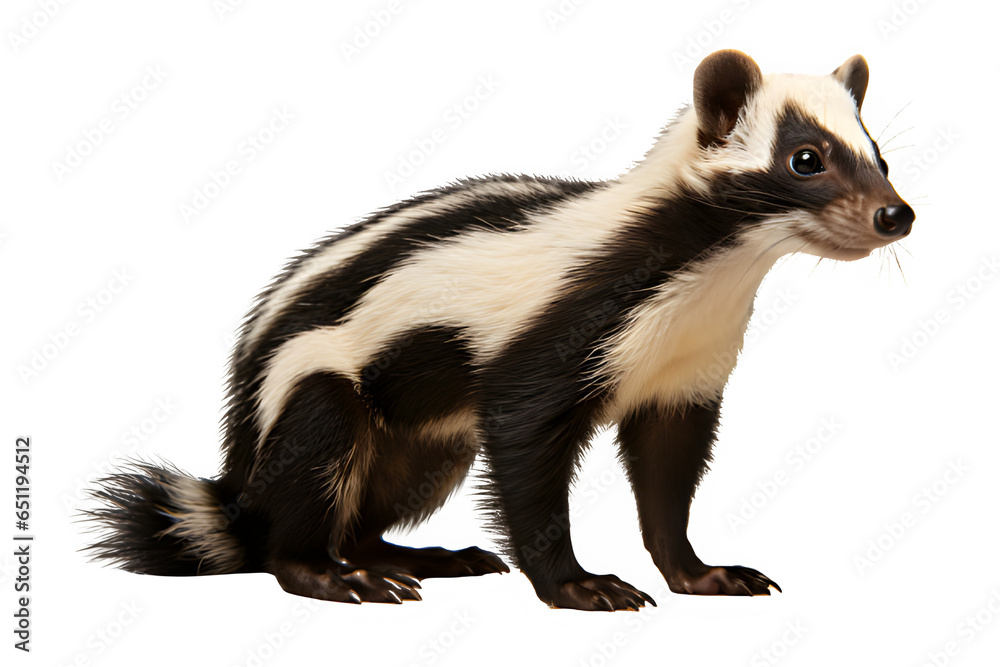 Black and white skunk isolated on transparent background ,skunk side ...