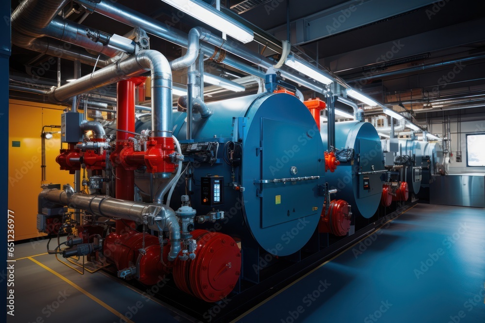 Modern boiler room equipment - high power boiler burner at an ...