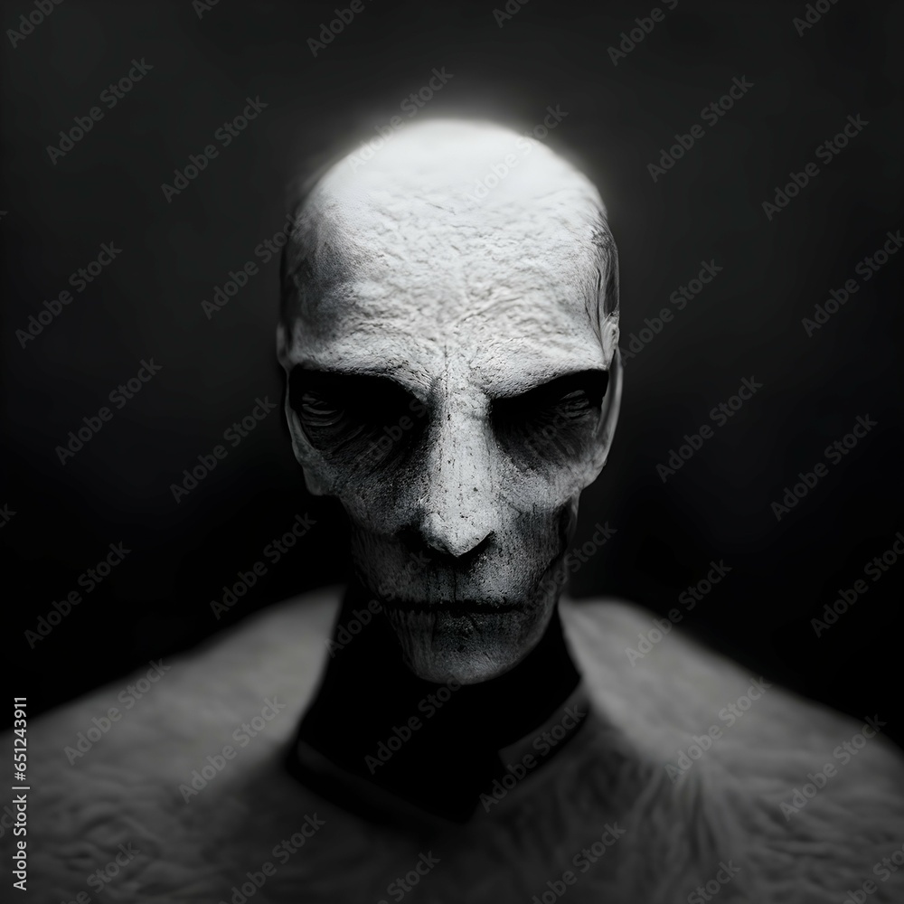 an unholy entity emerging from the shadows dim lighting dark colors ...