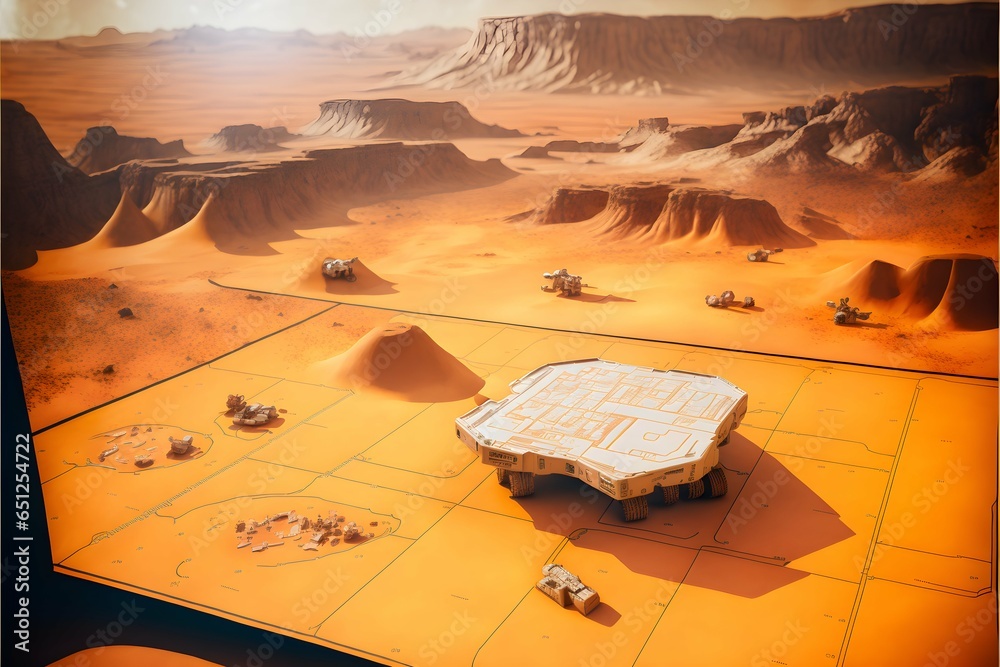 Ilustración de Stock DD battlemap of a futuristic battlefield on mars ...