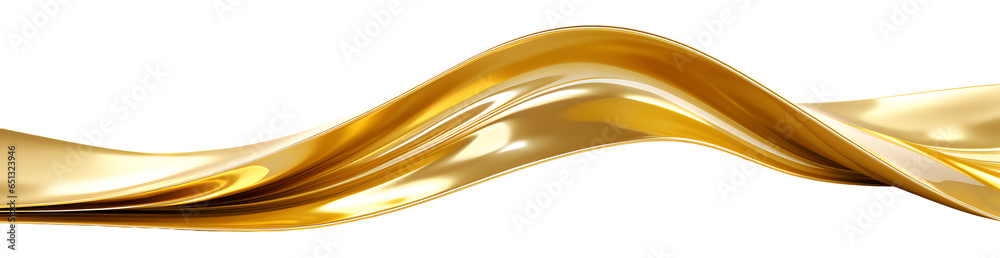 Abstract 3d realistic golden metal shape. Fluid gold wave. Generative ...