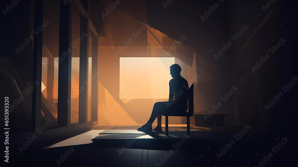 Depressed person sitting in the deep dark room.sadness, depression ...