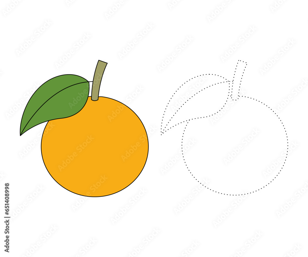 Orange. Trace and color for children, coloring page or book, orange ...