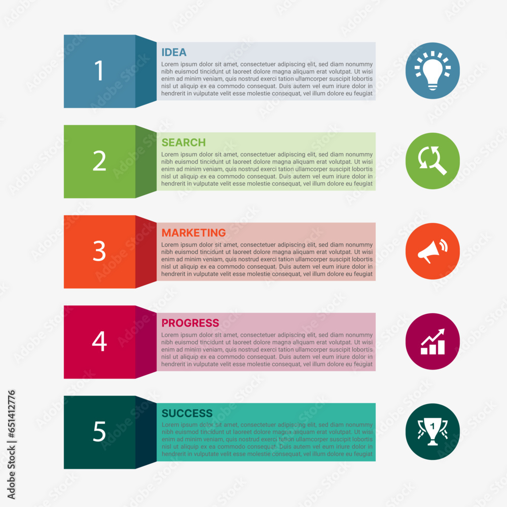 Line step infographic. 5 options workflow diagram, number infograph, process steps chart with ...