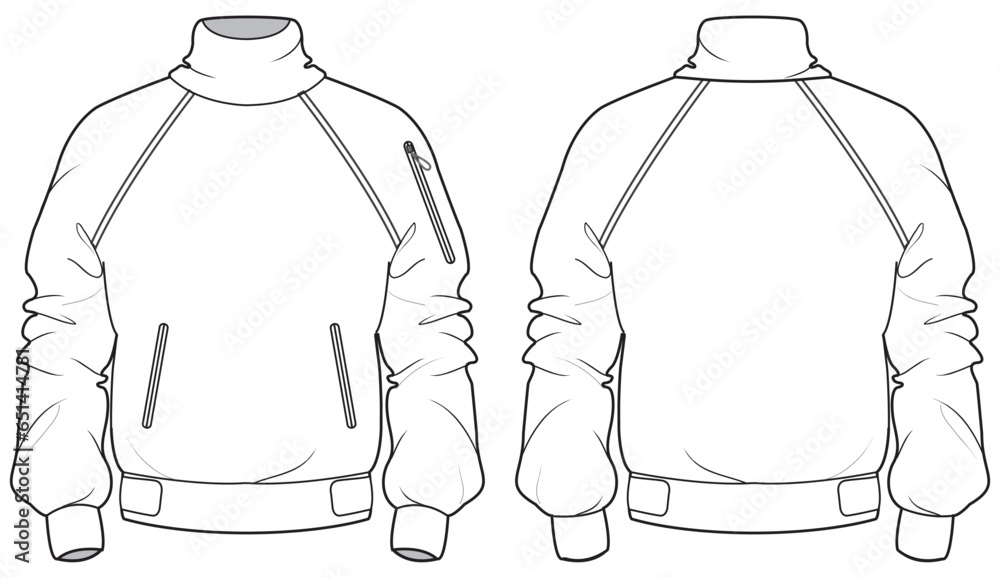 Dry Smock jacket design flat sketch Illustration front and back view ...