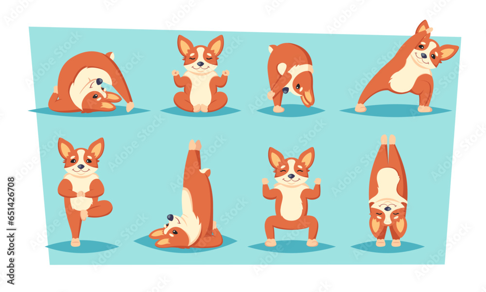 เวกเตอร์ Stock dog doing yoga. fitness funny happy animal dogs ...