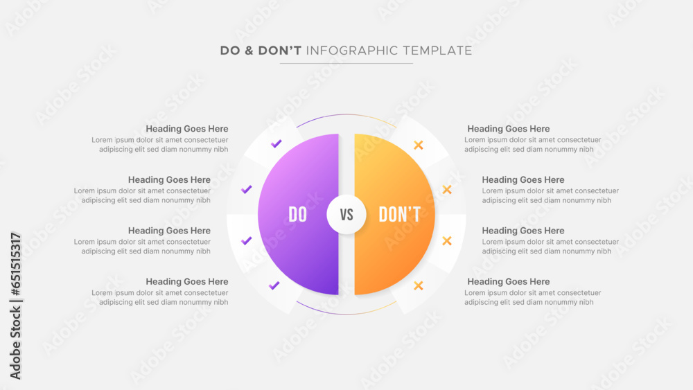 Circle Round Dos and Don'ts, Pros and Cons, VS, Versus Comparison Infographic Design Template ...