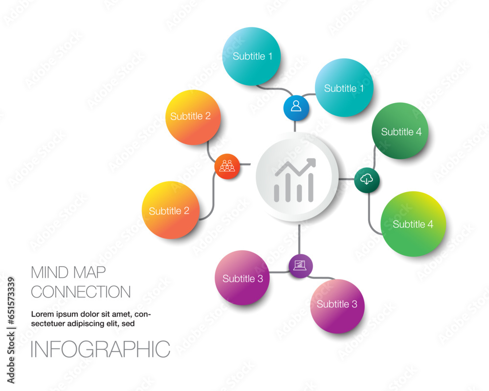 colorful mind map infographic connection and chart table for , digital ...